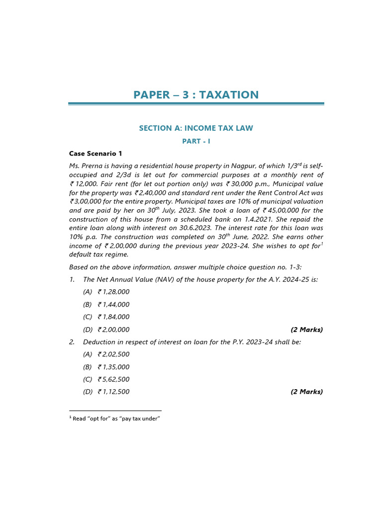 CA Inter Taxation Suggested Answers Sep 2024 | PDF | Taxes | Expense