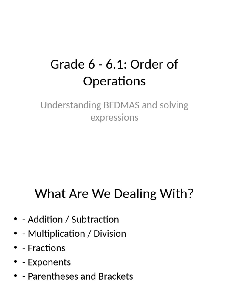 Grade 6 Order of Operations Guide | PDF
