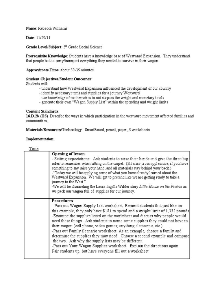 Oregon Trail Supply List Activity | PDF