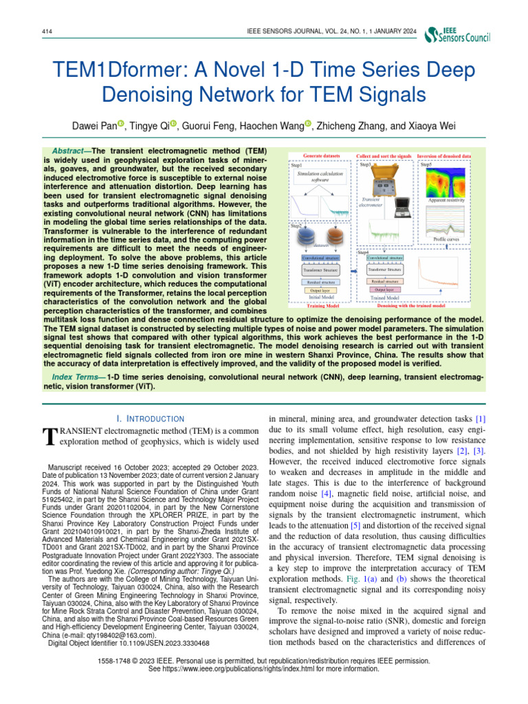J2024-TEM1Dformer A Novel 1-D Time Series Deep Denoising Network For TEM Signals | PDF ...