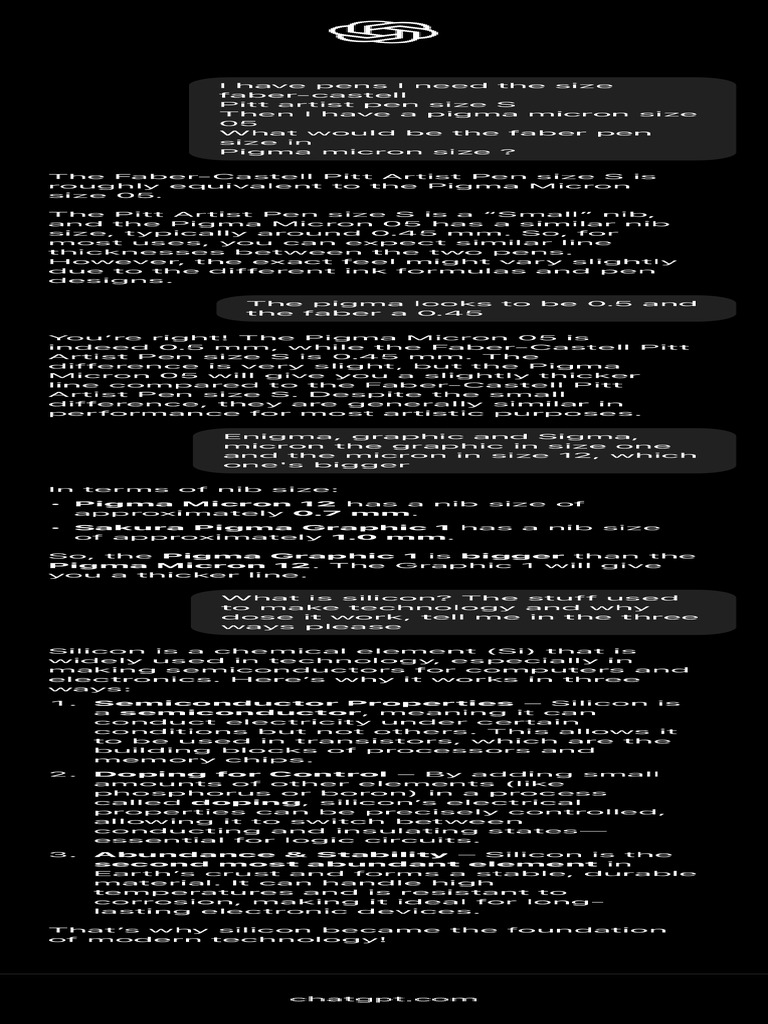 Pitt Pen Size Comparison | PDF