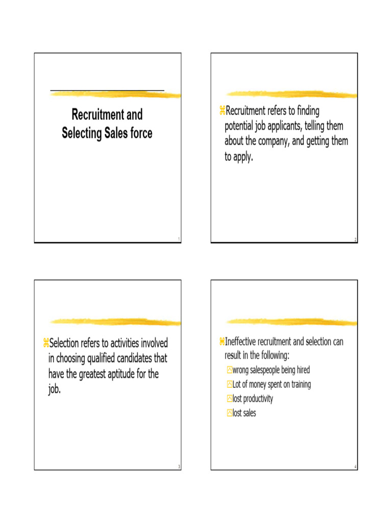 2 Recruiting and Selecting The Sales Force | PDF | Recruitment | Sales