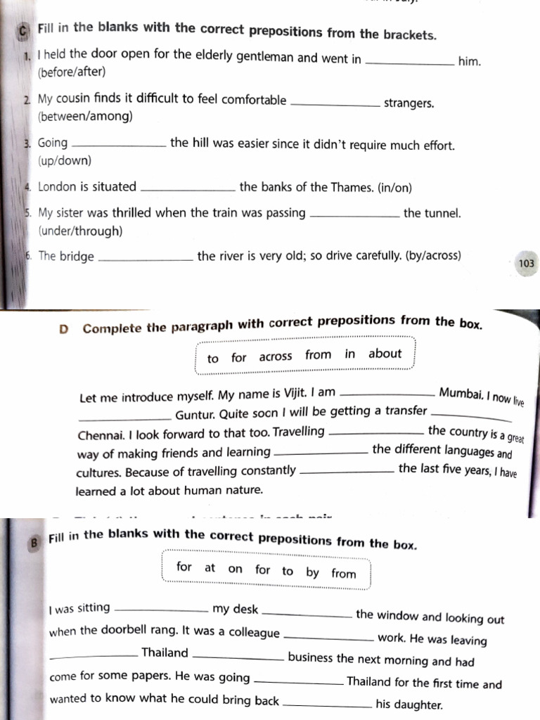 Class 6 - Prepositions | PDF
