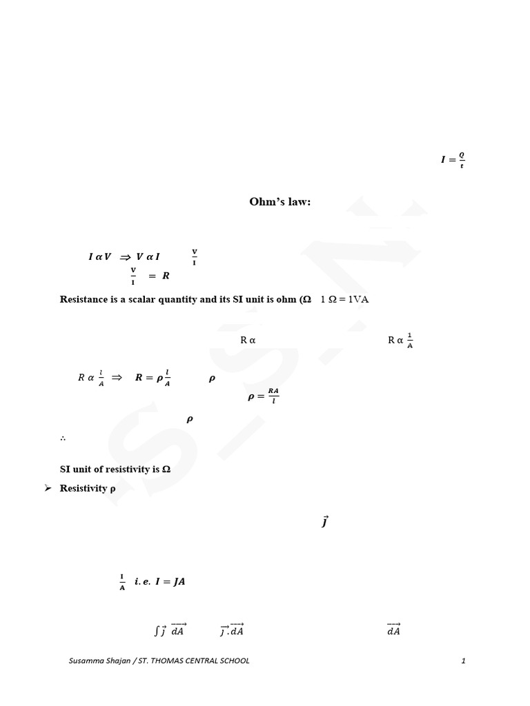 Chapter 3 - Current Electricity NEW | PDF | Electrical Resistivity And ...
