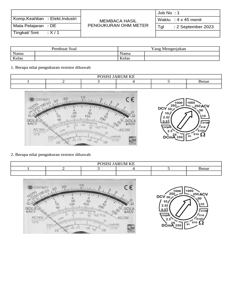 Jobsheet Pengukuran Resistor | PDF