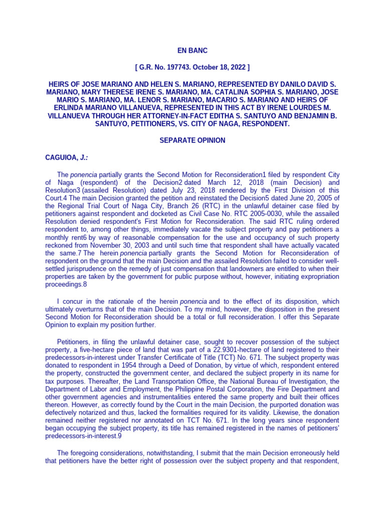 Concurring Opinion 2022 | PDF | Eminent Domain | Just Compensation