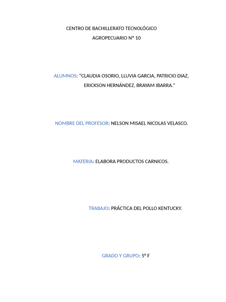Elaboración de Pollo Kentucky: Guía Práctica | PDF