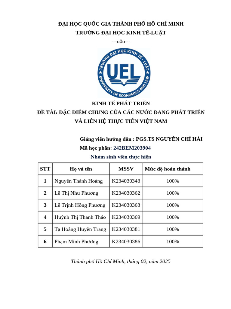 TIỂU LUẬN LẦN 2 KTPT | PDF