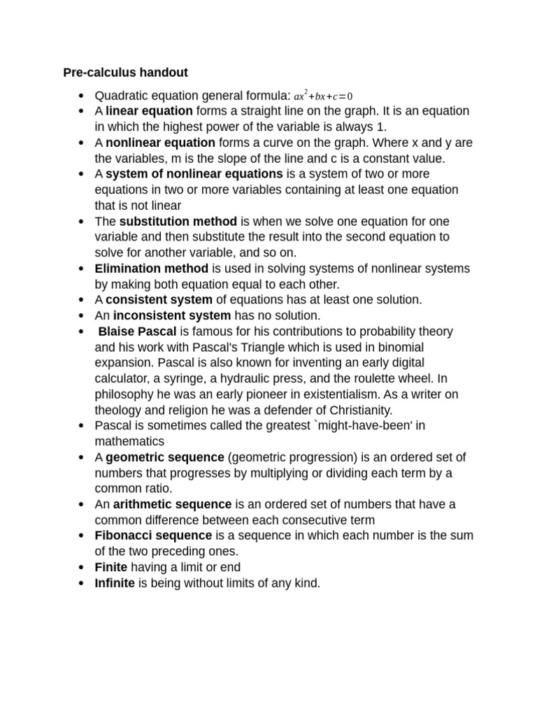 Precal Handout | PDF