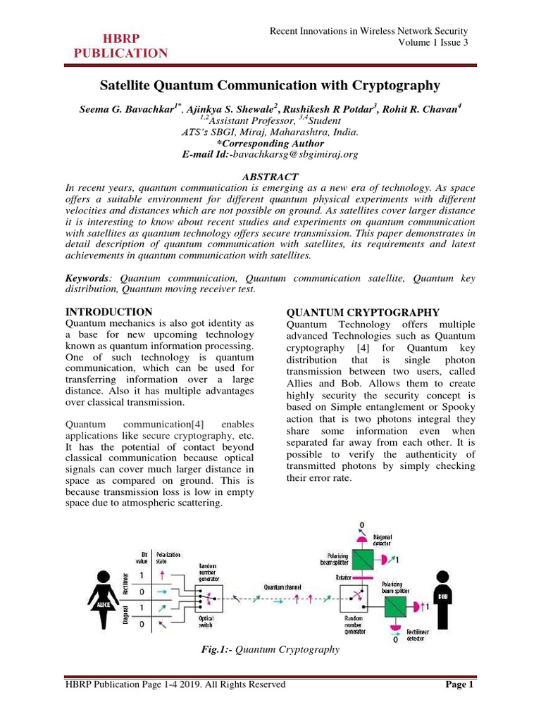 Satellite Quantum Communication With Cry | PDF | Telecommunications ...