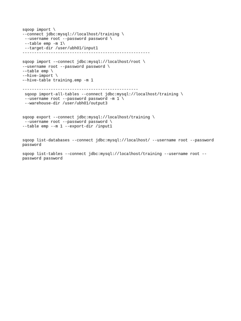 Sqoop Commands for MySQL Data Import/Export | PDF