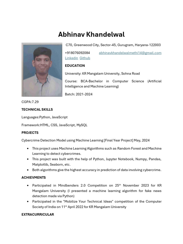 Abhinav Khandelwal Resume | PDF