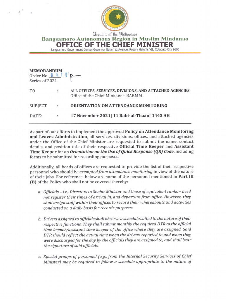 Memo Order No. 0610 S. 2021 | PDF