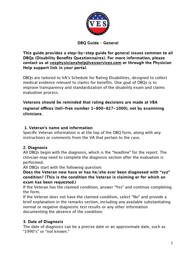 DBQ Guide for Veterans' Disability Claims | PDF | Medical Diagnosis ...