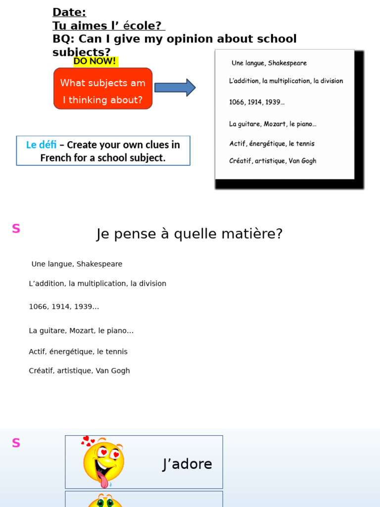Opinions sur les matières scolaires | PDF