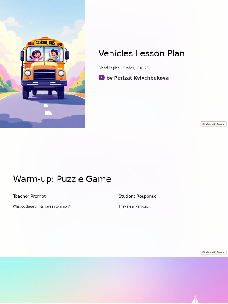 Grade 2 English Vehicle Lesson Plan | PDF