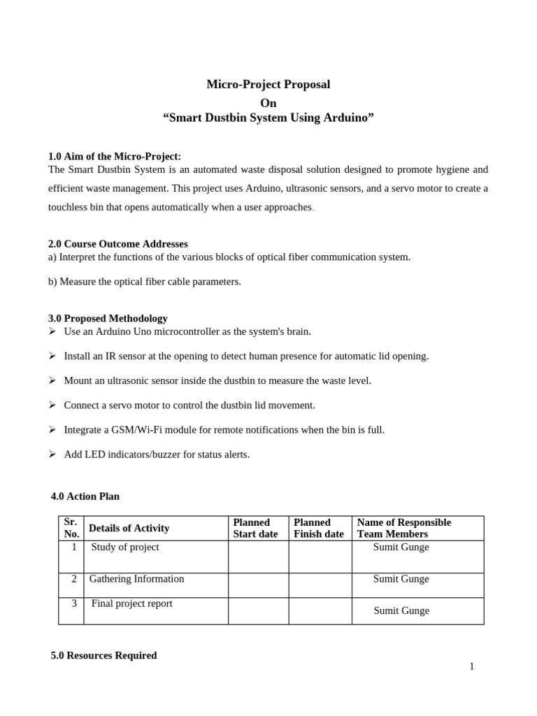 ons proposal sumit dox (3) | PDF | Arduino | Sensor