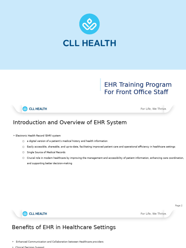 Front Office Staff - EHR Training | PDF