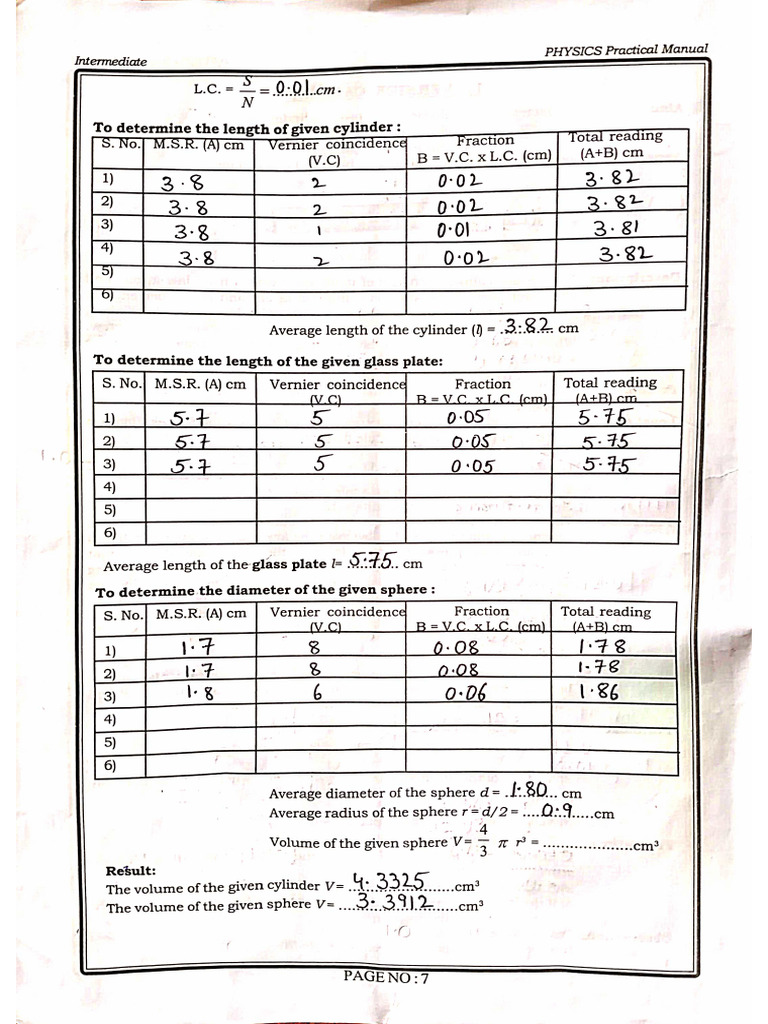 Phy Values For Pratical Students | PDF