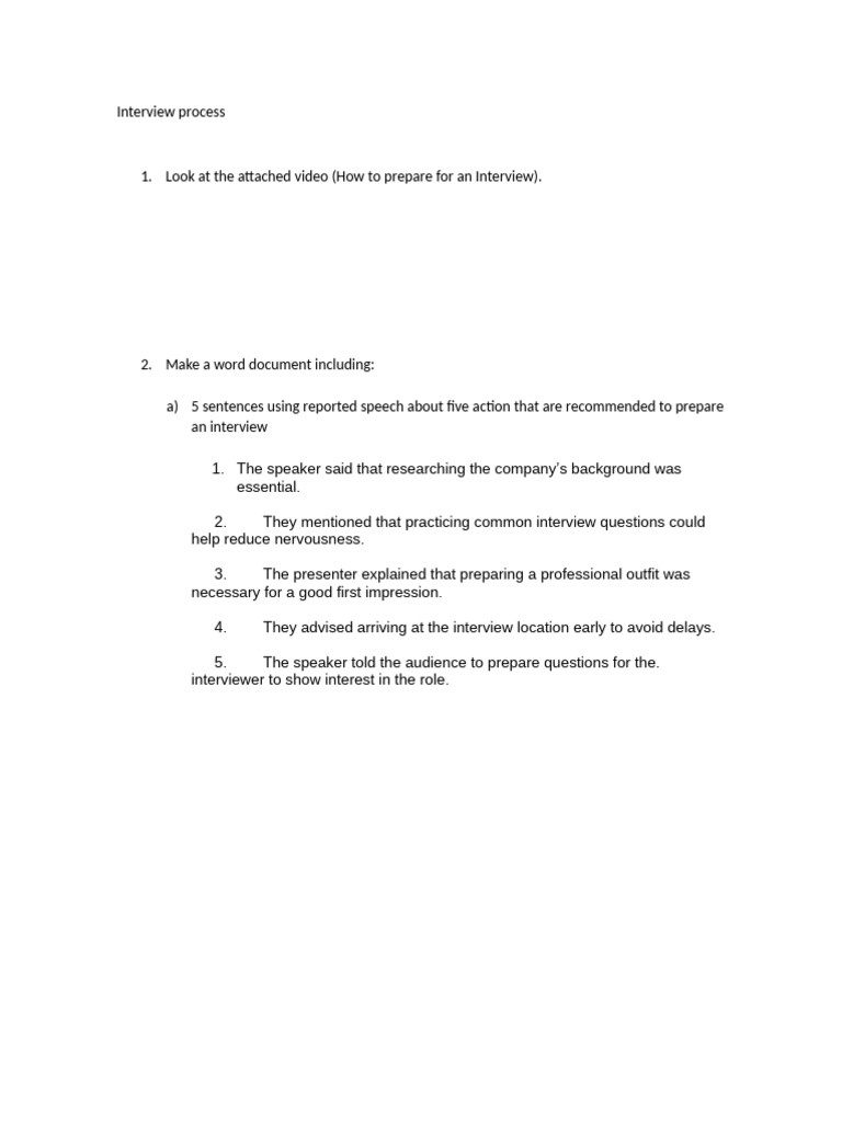 [Template] Individual Project Reported Speech Interview | PDF