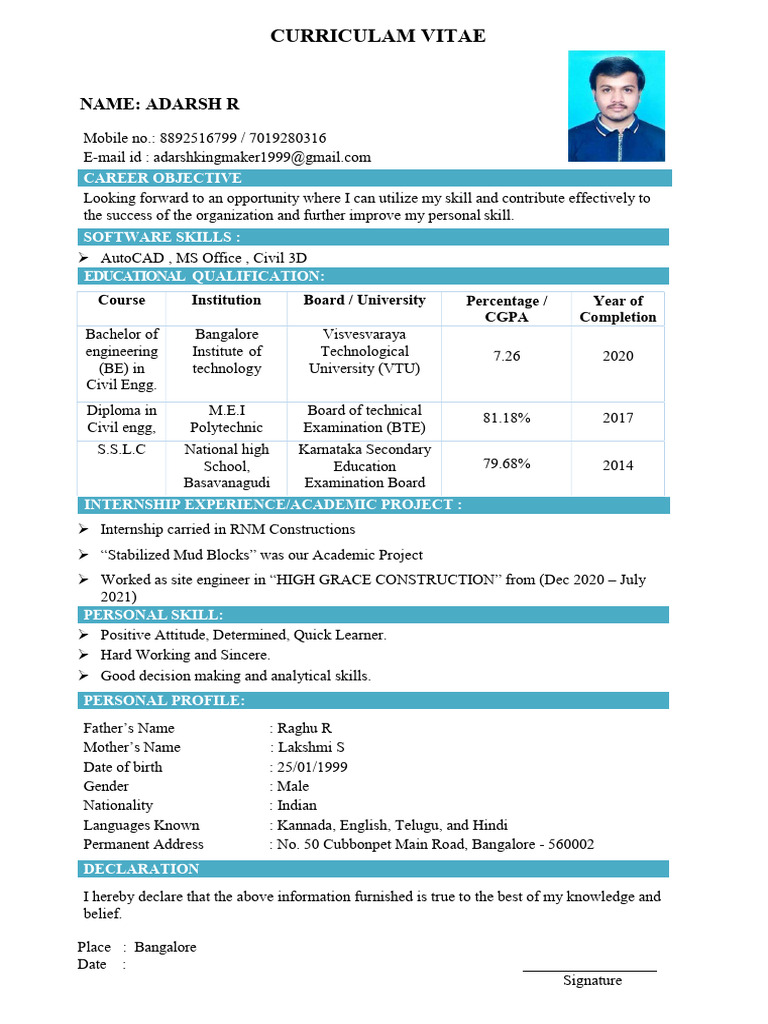Adarsh R Resume Apna | PDF