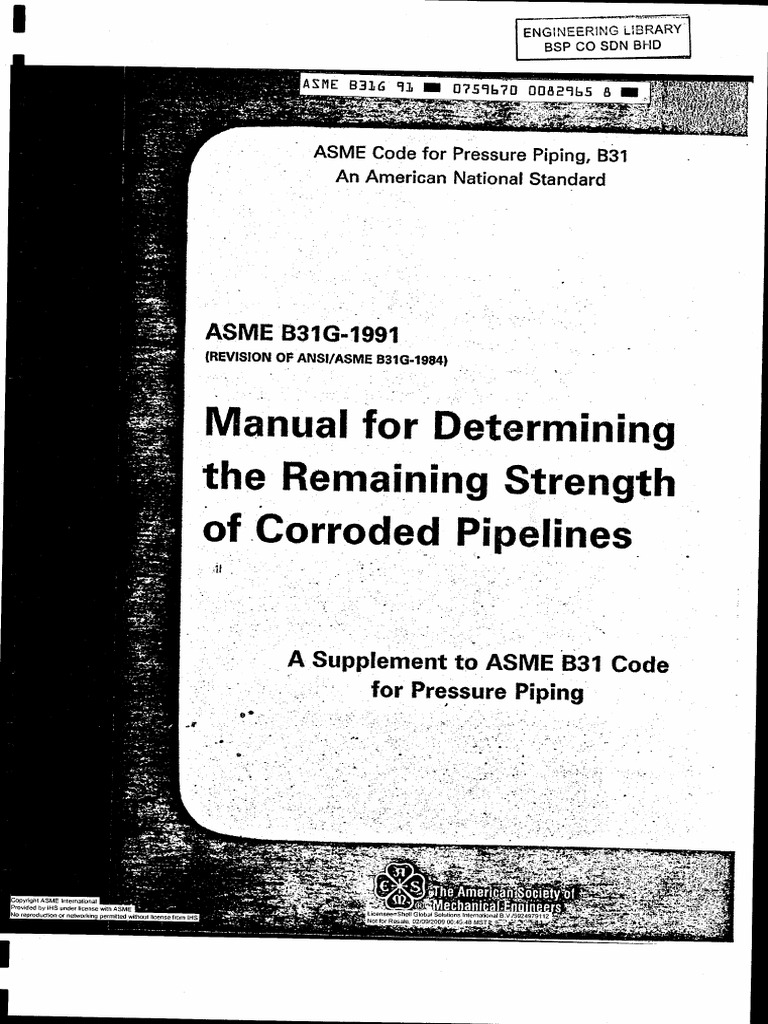 Asme B31G - 1991 | PDF