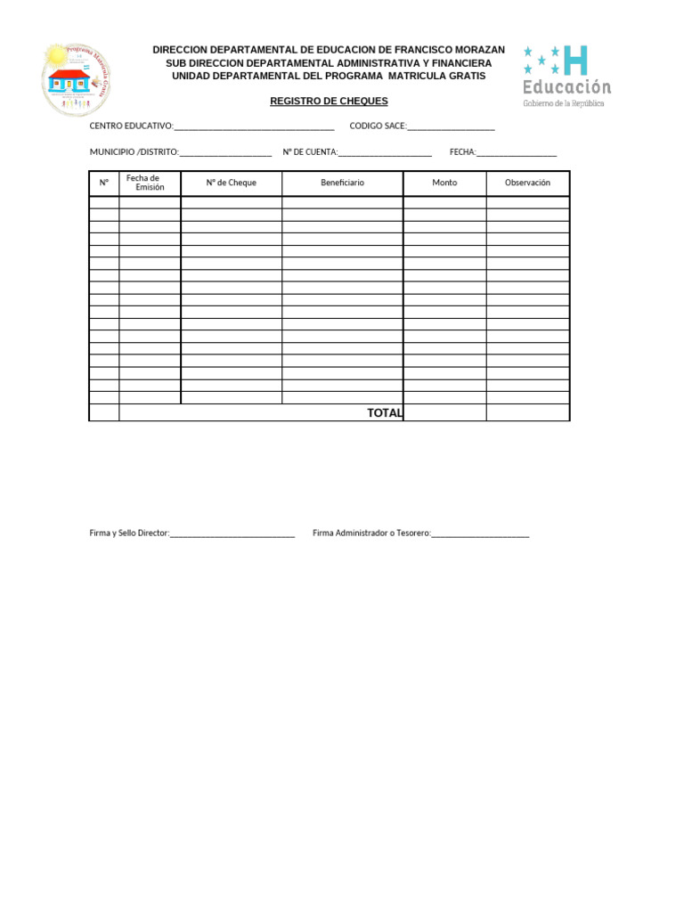Registros de Cheques Actualizado (1) | PDF