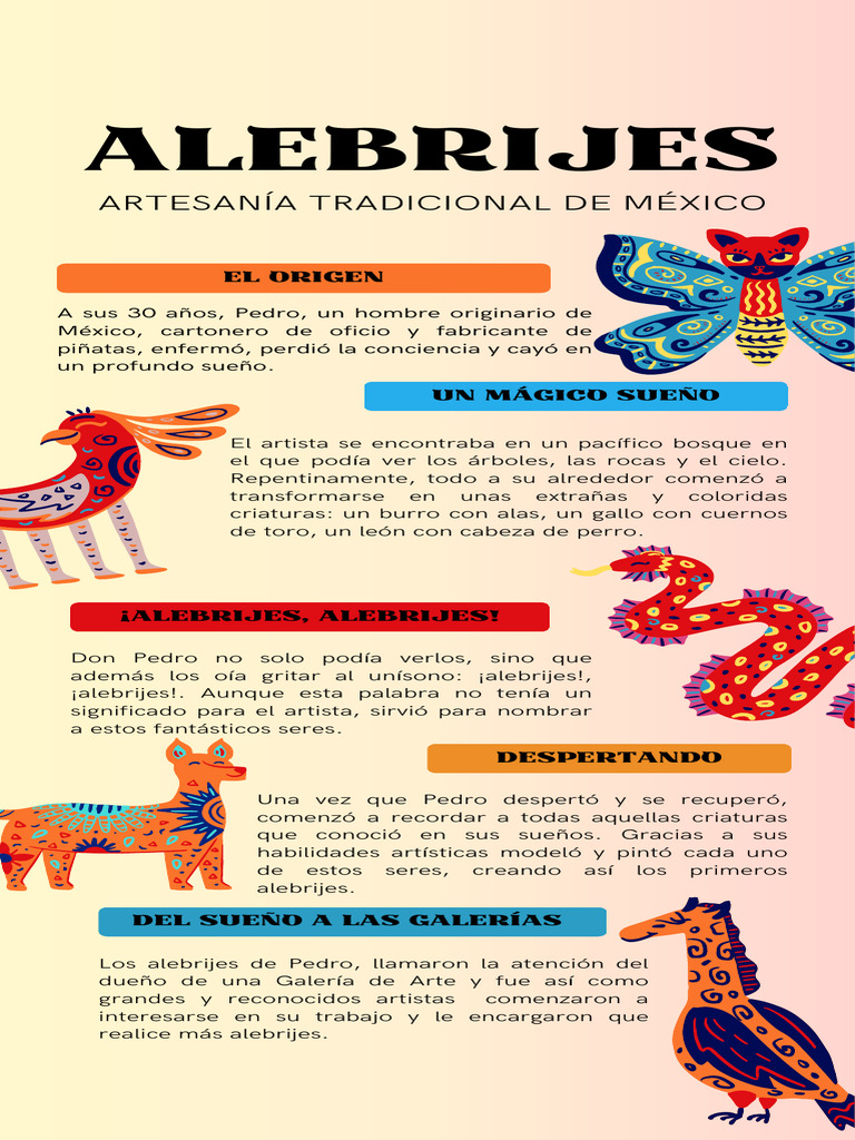 Infografía Azul Colorida Sobre Alebrijes de México PDF | PDF