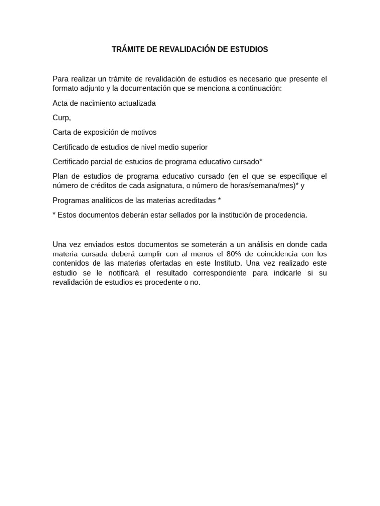 Trámite de Revalidación de Estudios | PDF