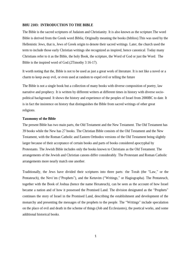 Introduction To The Bible | PDF | Bible | Biblical Canon