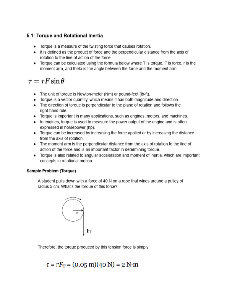 AP Physics C - Mechanics - Unit 5 | PDF | Torque | Rotation Around A ...