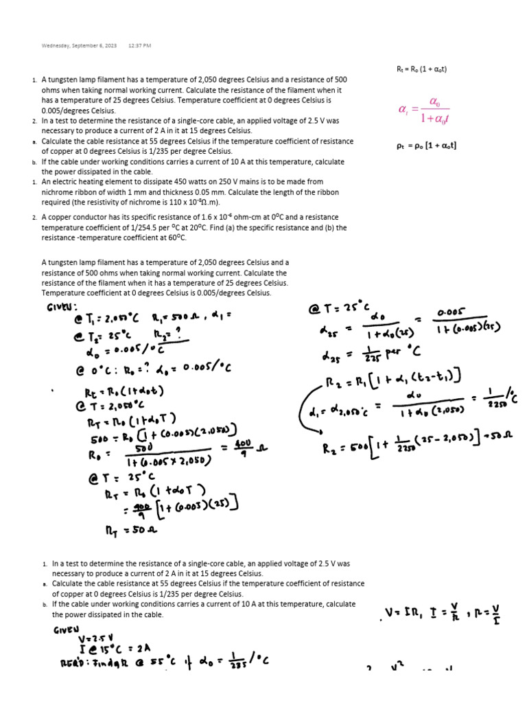 Solved Problems in Ckts 1 (9-6-230-1 | PDF | Incandescent Light Bulb | Electrical Resistivity ...
