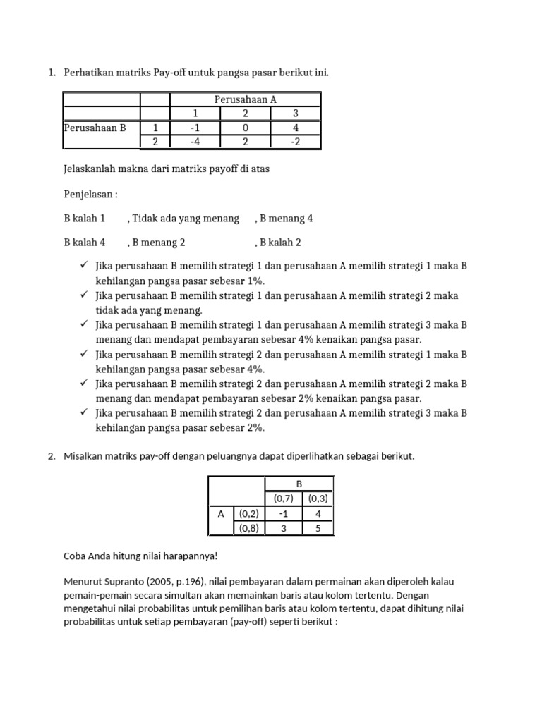 Analisis Matriks Payoff dan Jalur Kritis | PDF