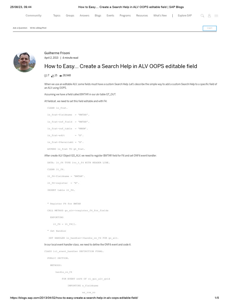 How To Easy Create A Search Help in ALV OOPS Editable Field - SAP Blogs | PDF | Information ...