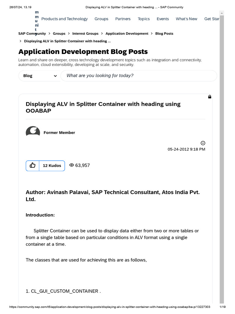 Displaying ALV in Splitter Container With Heading ... - SAP Community | PDF | Eclipse (Software ...
