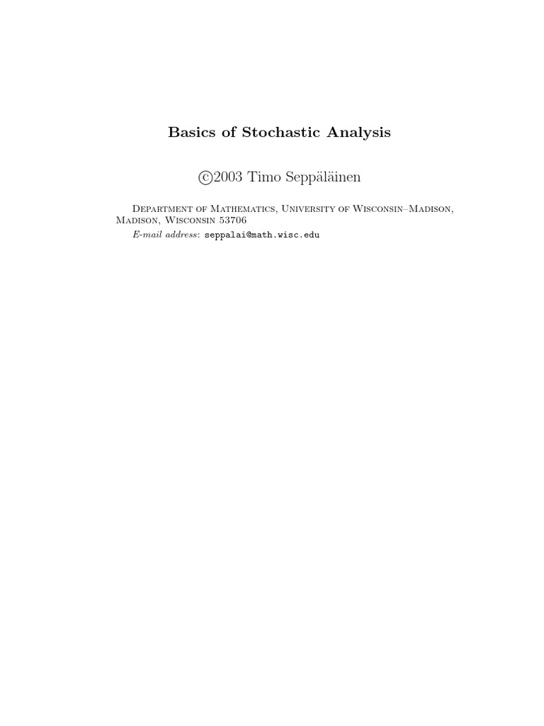 Basics of Stochastic Analysis Compress | PDF | Measure (Mathematics ...
