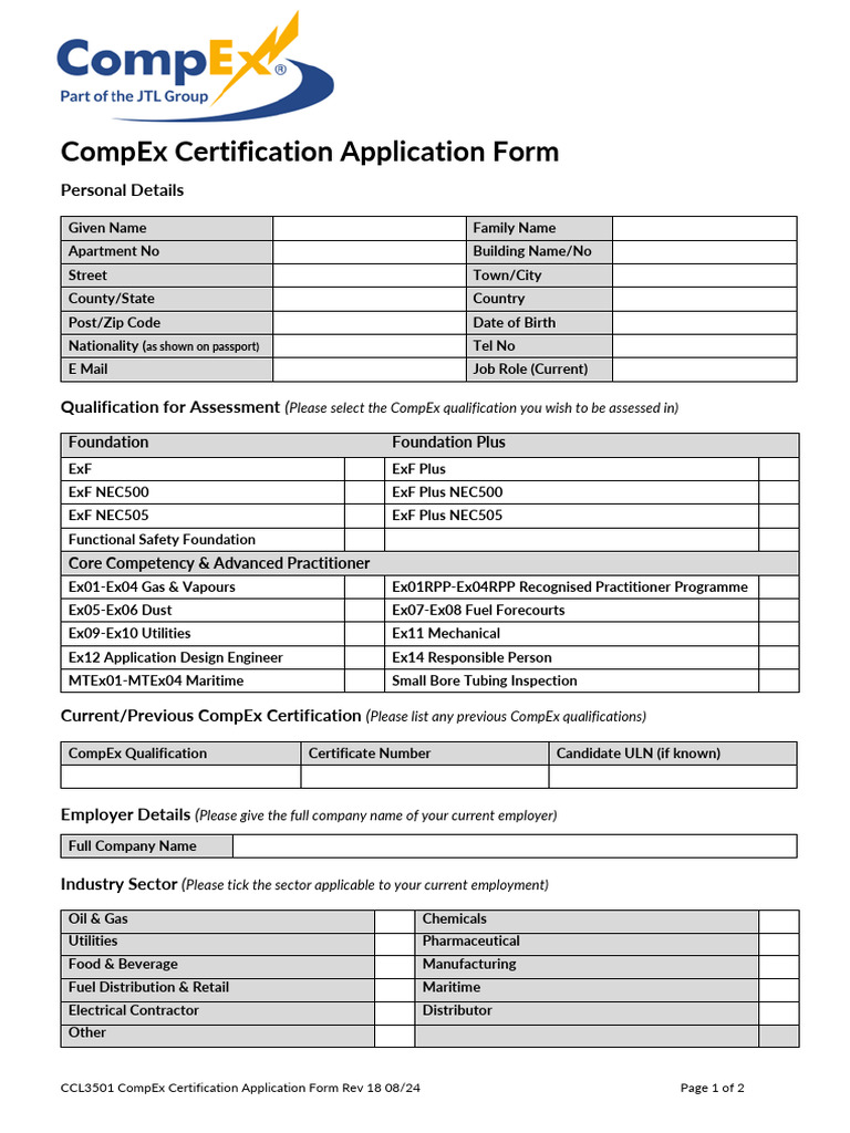 CCL3501 CompEx Candidate Application Form Rev18 | PDF | Trademark ...
