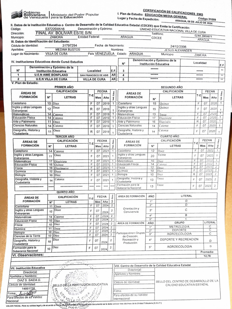 Notas Certificadas | PDF