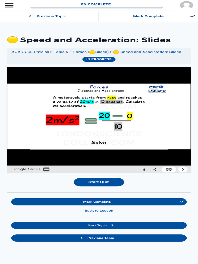 ? Speed and Acceleration Slides - ExamQA 2 | PDF