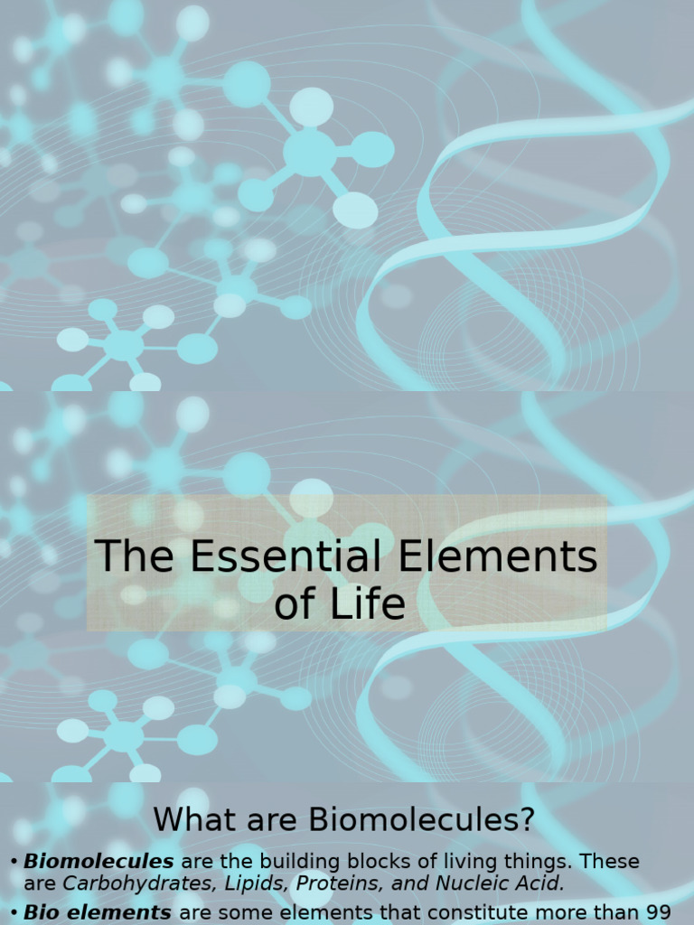 The Essential Elements of Life | PDF | Carbohydrates | Biomolecules