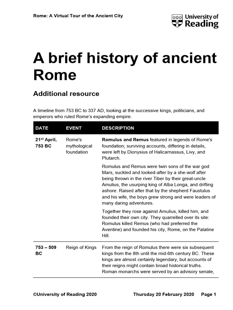 1.6 A - Brief - History - of - Ancient - Rome | PDF | Roman Republic ...