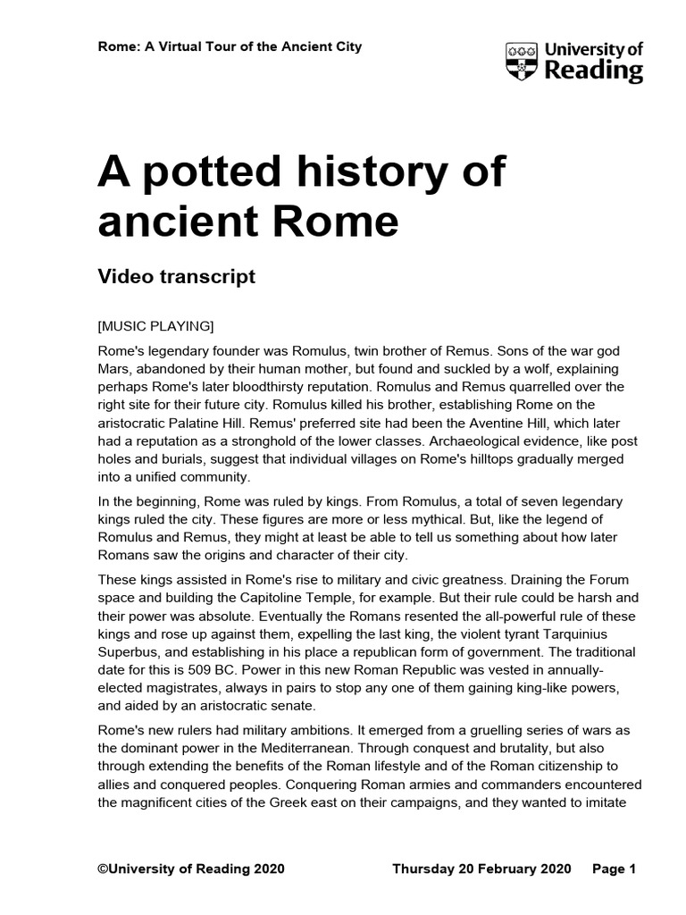 1.6 A - Potted - History - of - Ancient - Rome | PDF | Ancient Rome ...