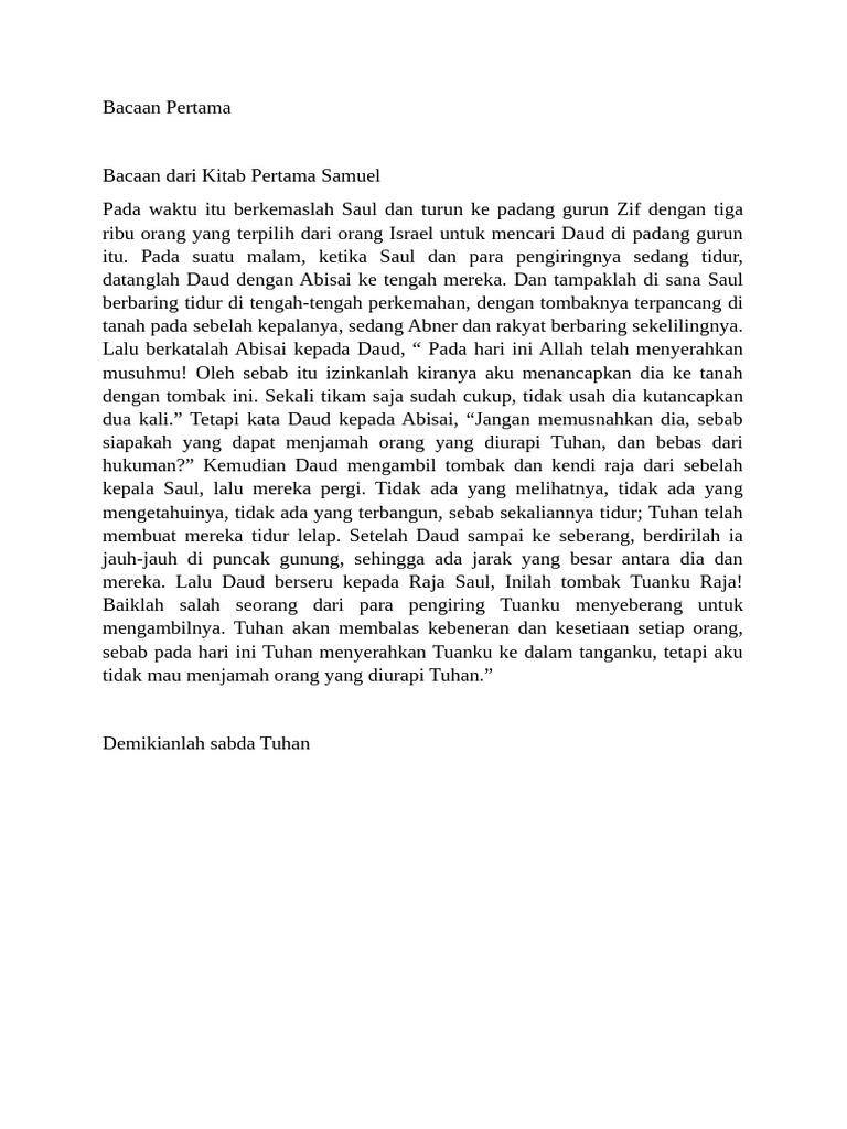 Daud Menghadapi Saul: Kesetiaan dan Iman | PDF