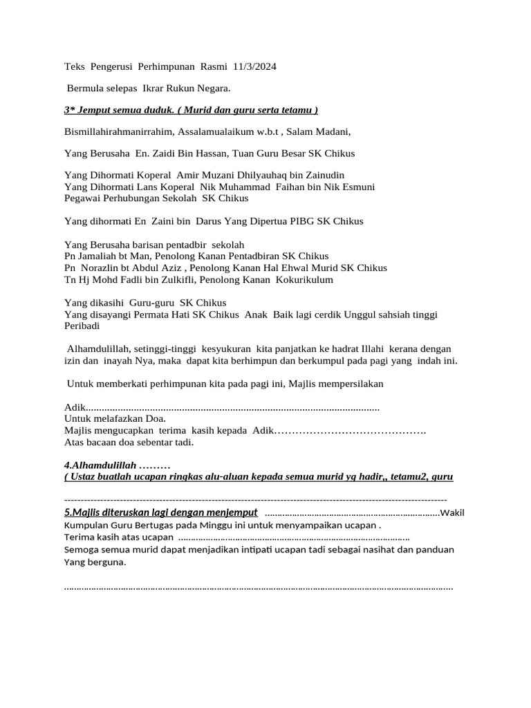 Teks Ucapan Pengerusi Perhimpunan Rasmi Ceriathon | PDF