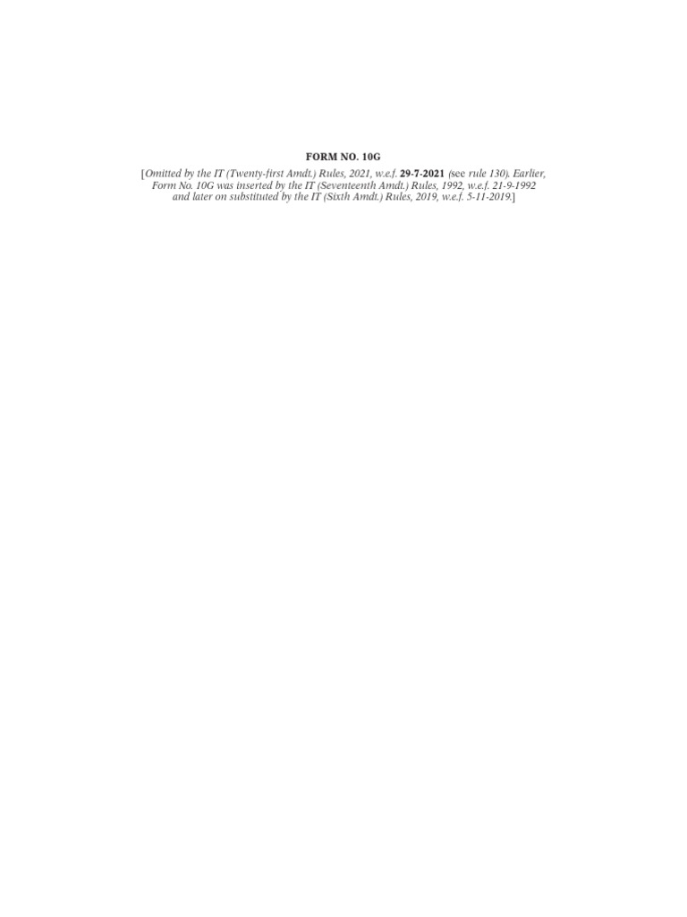 Form No. 10G 29-7-2021 | PDF