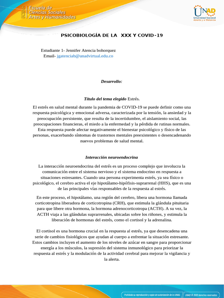 aplicacion de la psicobiologia trabajo individual | PDF | Estrés ...