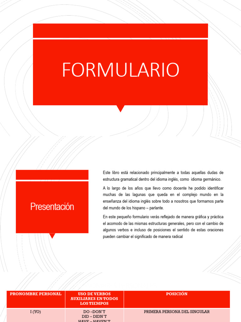 Formulario Completo | PDF | Verbo | Plural