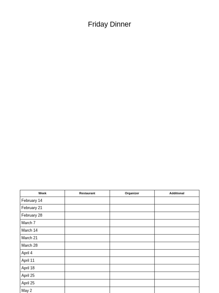 Friday Dinner | PDF