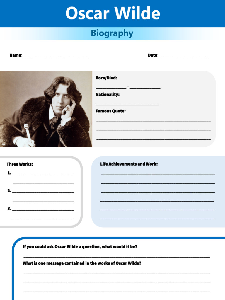 1 - Oscar Wilde Biography Author Research Project | PDF