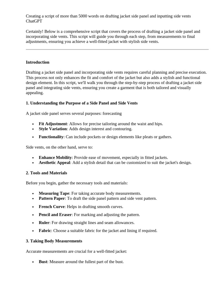 Creating A Script of More Than 5000 Words On Drafting Jacket Side ...